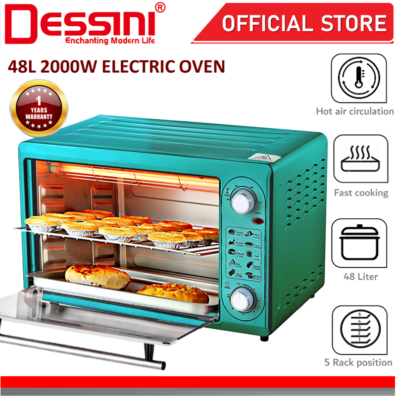 DESSINI ITALY 48L Electric Oven Convection Hot Air Fryer Toaster Timer ...