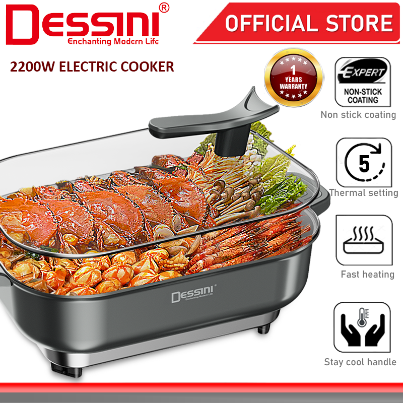 DESSINI ITALY Electric Cooker Steamboat Hot Pot Casserole Non Stick ...