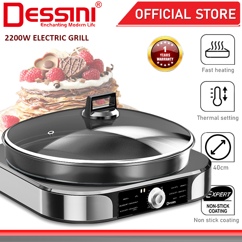 DESSINI ITALY 40CM Electric Grill Pot Cooker Non-Stick Baking Pan ...